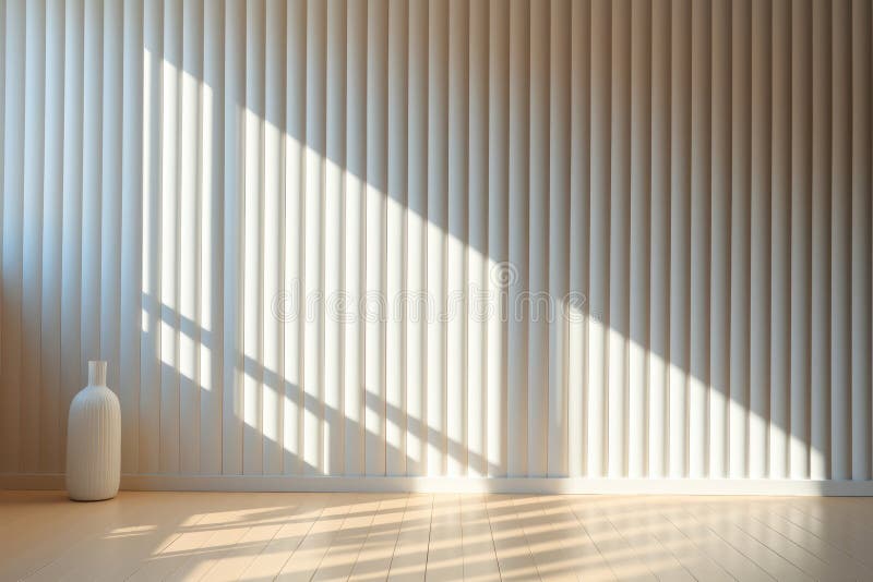Light Textured Wall with Vertical Stripes and Shadows from Sunlight ...