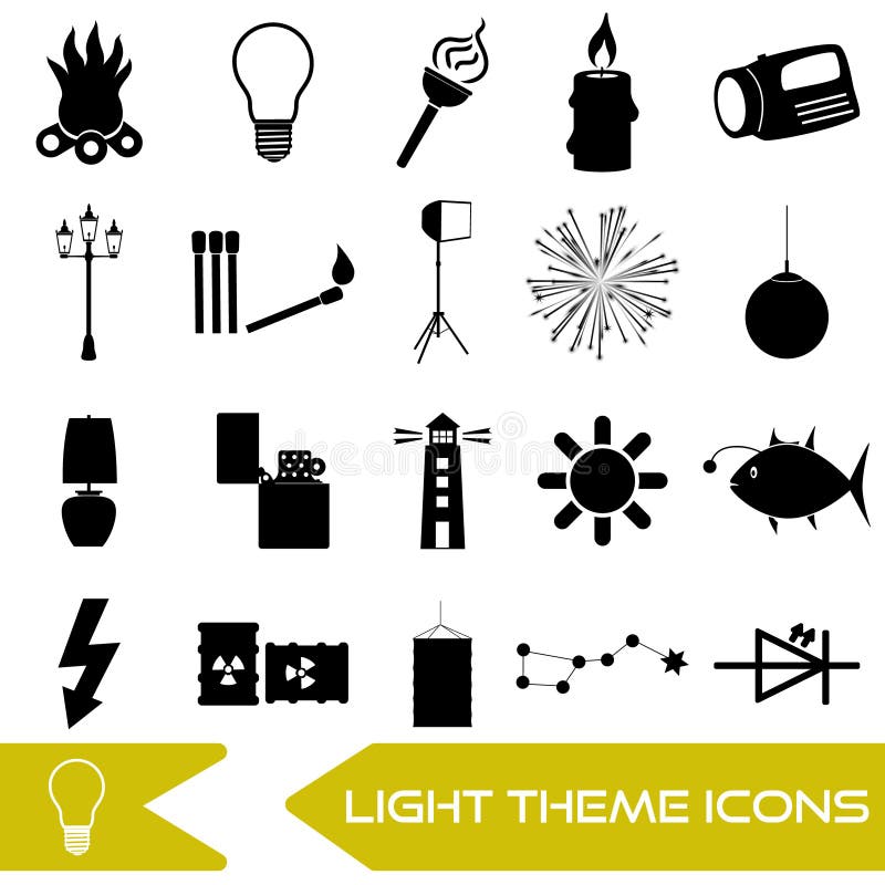Light Theme Modern Simple Black Icons Light Source Eps10 Stock Vector ...
