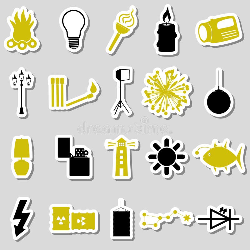 Light Theme Modern Simple Black and Yellow Stickers Icons Eps10 Stock ...