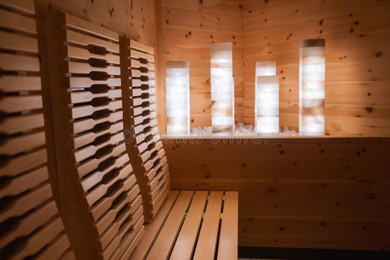 Luxurious Wooden Sauna Interior with Modern Lighting in Austria ...