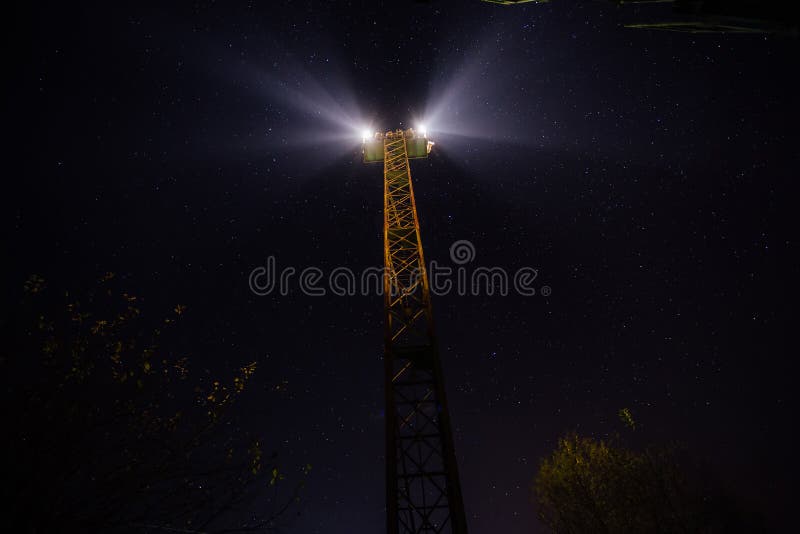 Light Tower in Starry Night Stock Image - Image of stars, lantern ...