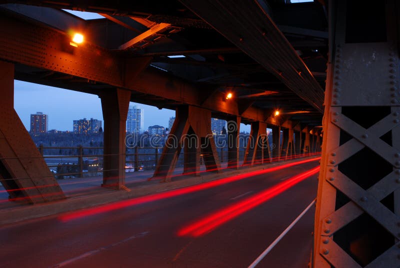 Light Tracks of Cars in Bridge Stock Photo - Image of view, canada: 4856950