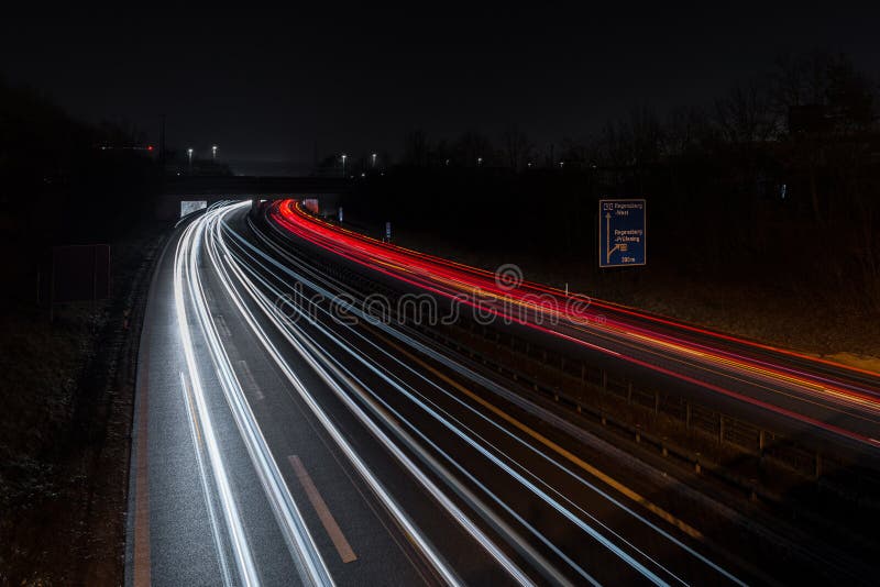 Light Tracks of Cars on a Motorway, Germany Stock Photo - Image of ...
