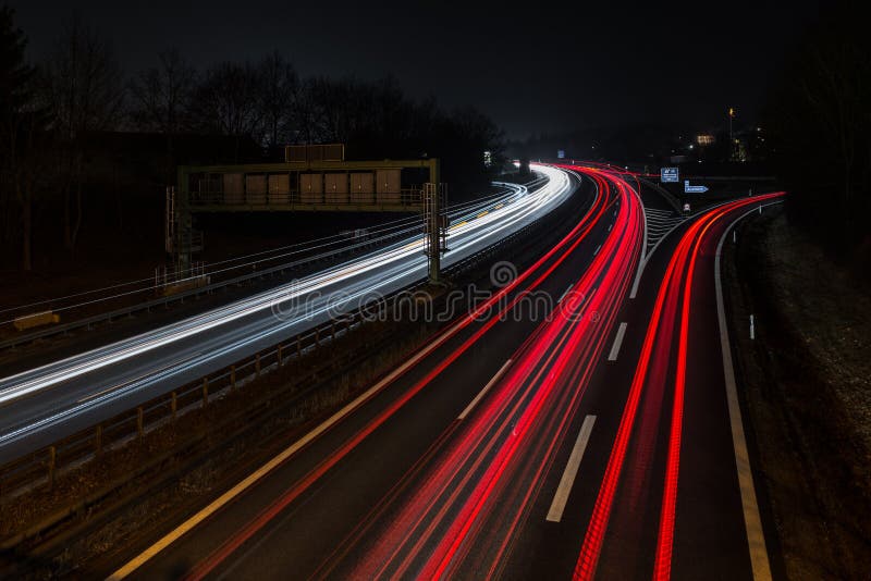 Light Tracks of Cars on a Motorway, Germany Stock Photo - Image of ...