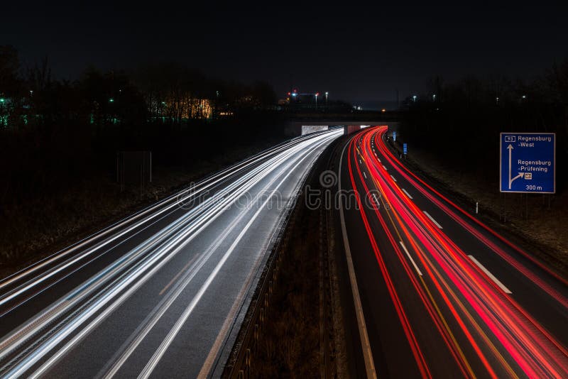 Light Tracks of Cars on a Motorway, Germany Stock Image - Image of fast ...