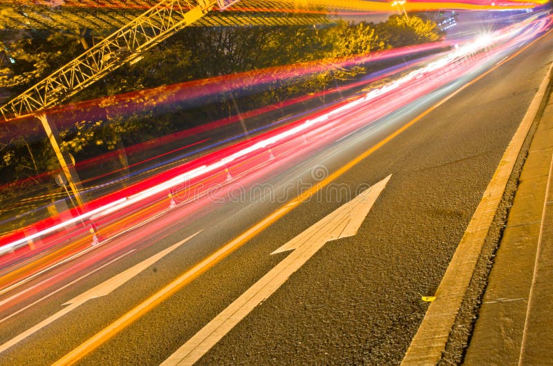 Car Light Tracks at Paris at Night Stock Image - Image of catholic ...