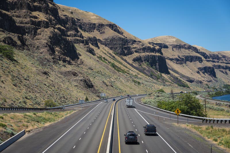 Light Traffic on Interstate Highway in Western States Stock Photo ...