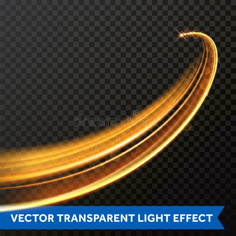 Light Line Gold Swirl Effect. Vector Glitter Light Fire Flare Trace ...