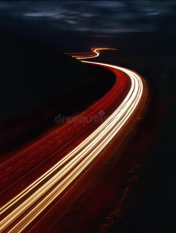 Light Trails Along Motorway at Night Stock Image - Image of haulage ...