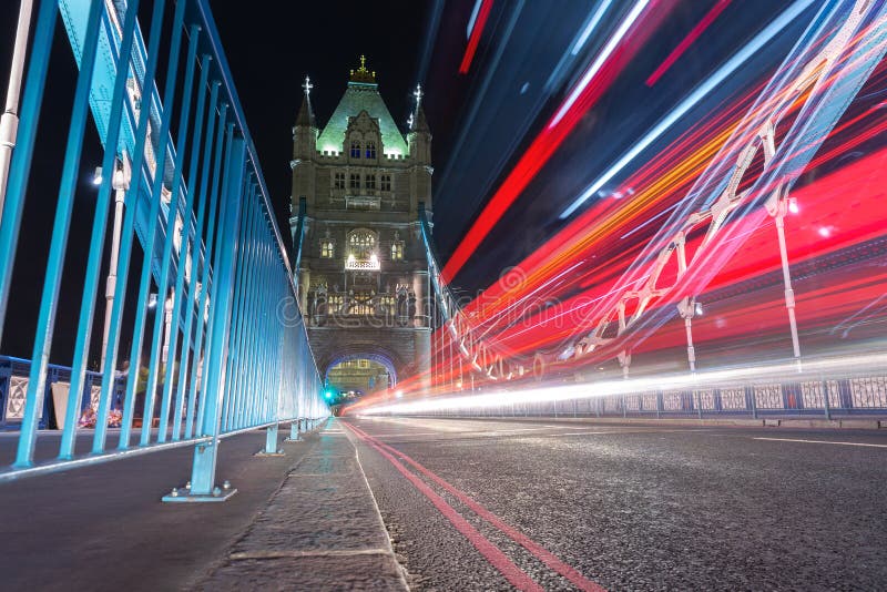Light Trails Along Tower Bridge in London Stock Photo - Image of ...