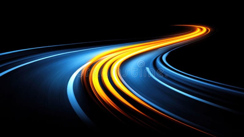 Light Trails on Black Background Representing Speed and Innovation Stock Illustration ...