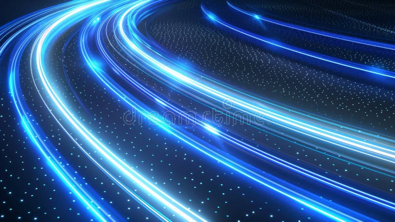 Light Trails of Blue Neon, with Shiny Lines Isolated on Transparent ...