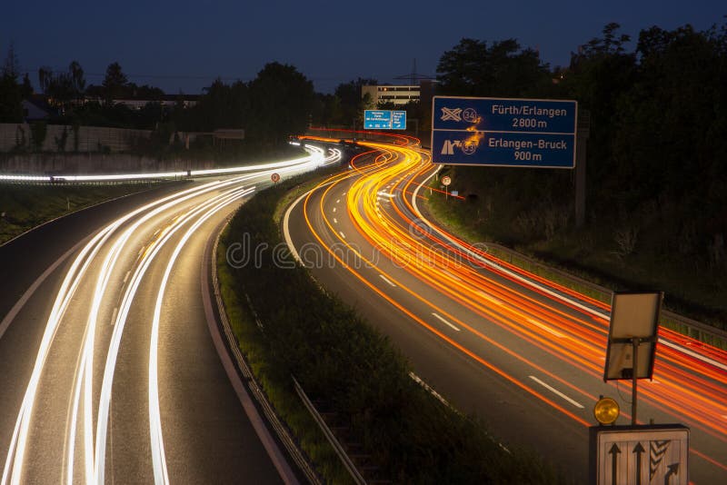 Light Trails from Busy Road from Highway Stock Image - Image of racing ...
