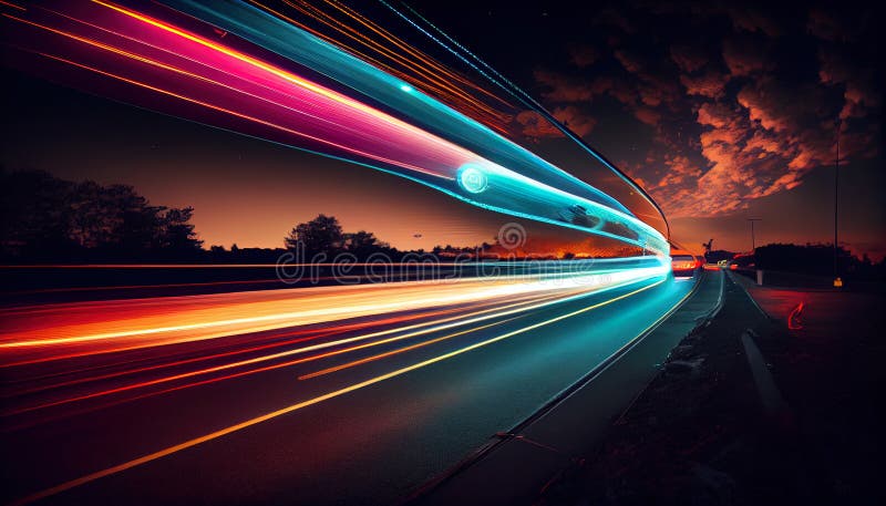 Light Trails from Car Motion, Ai Based Stock Illustration ...