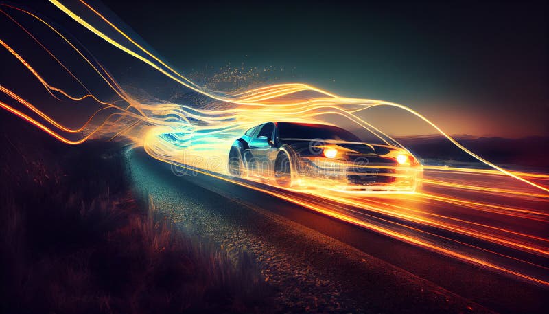 Light Trails from Car Motion, Ai Based Stock Illustration ...