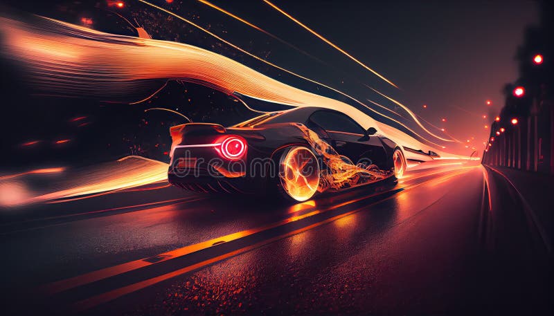 Light Trails from Car Motion, Ai Based Stock Illustration ...