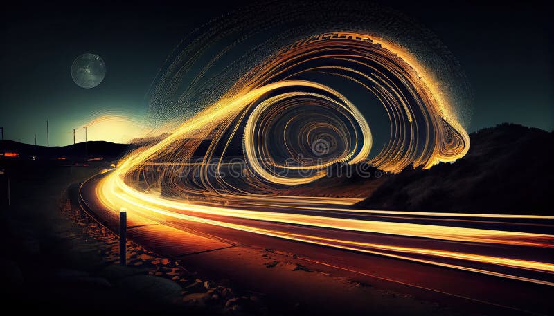 Light Trails from Car Motion, Ai Based Stock Illustration ...