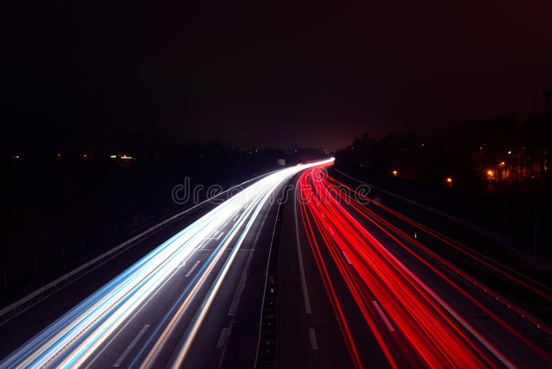 Light Trails of Cars at Night on a Highway Stock Photo - Image of dark ...