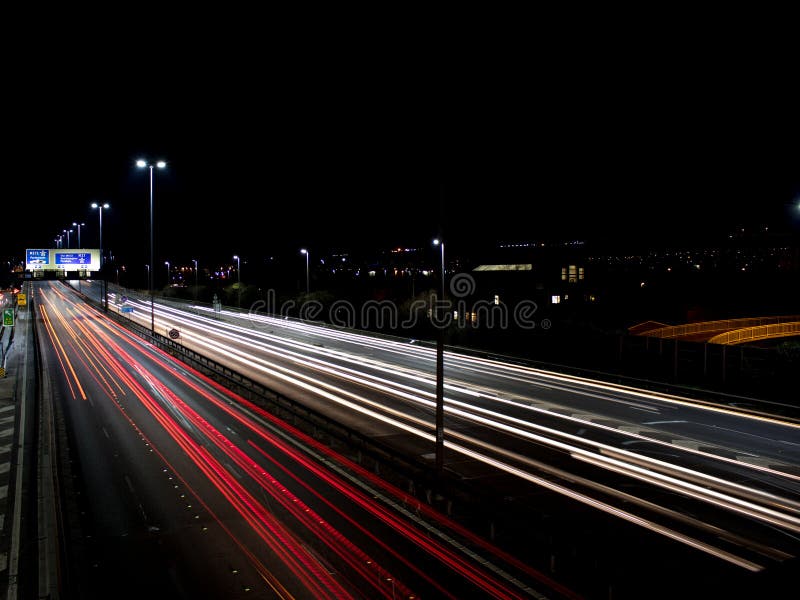 Light Trails of Cars at Night on a Motorway or Freeway Stock Photo ...