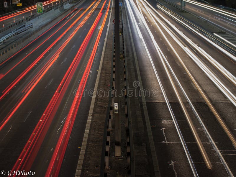 Light Trails of Cars at Night on a Motorway or Freeway Stock Photo ...