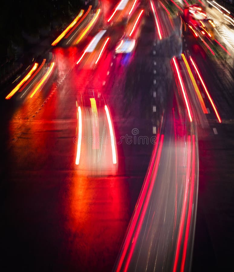 Light Trails on City Street at Night Stock Image - Image of blur ...