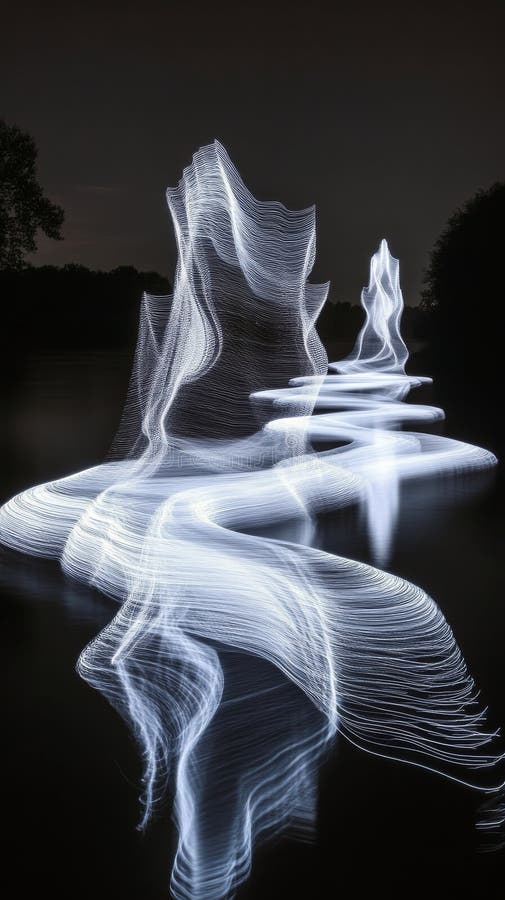 Light Trails Create Mesmerizing Patterns on the Water at Night in a ...