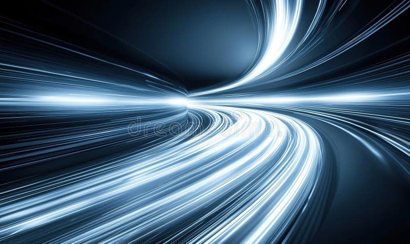Light Trails Curving through Dark Space, Depicting Speed and Motion ...