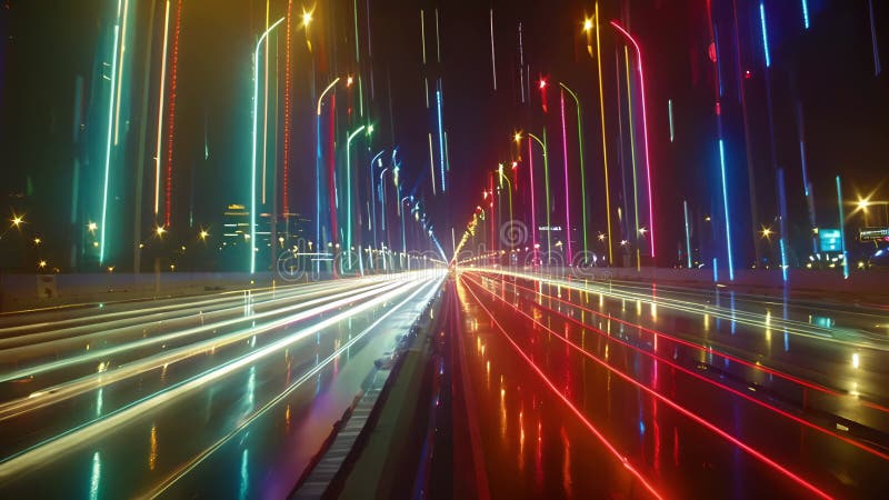 Light Trails Dance Around the Tall Structures Reflecting Off Their ...