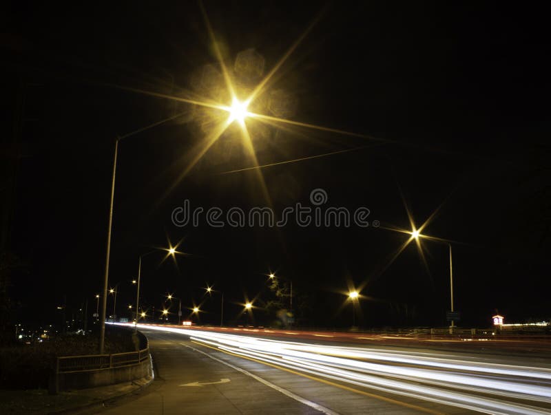 Light Trails on Ferry Street Bridge Stock Photo - Image of traffic ...