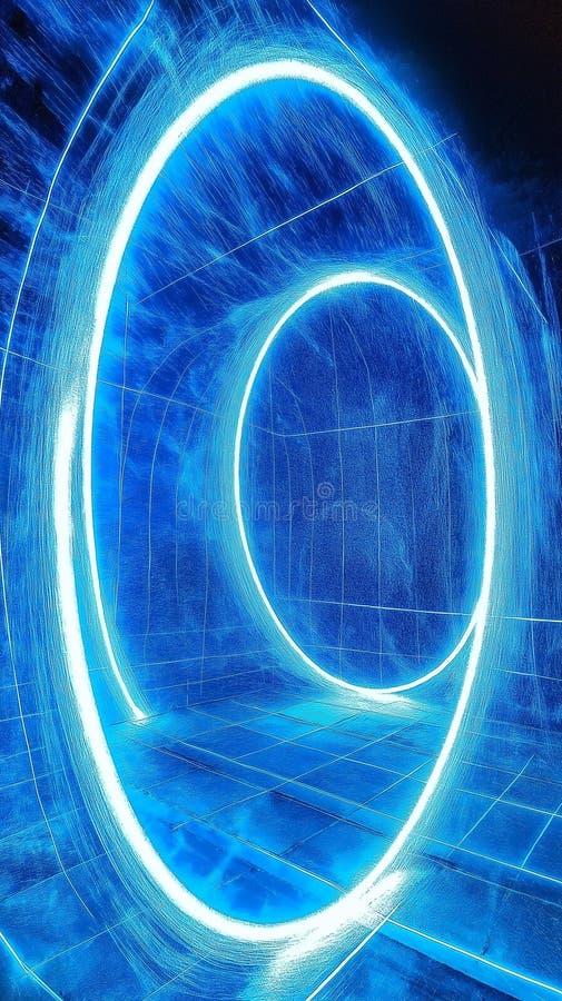 Light Trails Spinning in Deep Blue Space, Generating Dynamic Circular ...