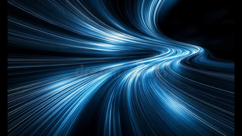 Abstract Blue Light Trails Flowing on Black Background Stock Footage ...