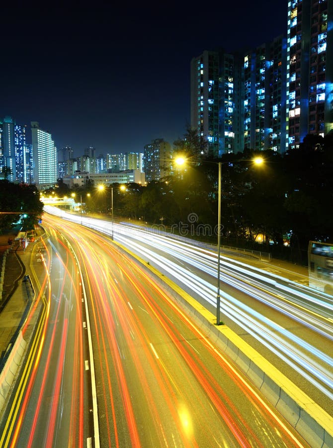 Light trails on highway stock image. Image of city, blue - 28726835