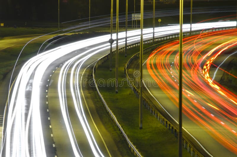 Light trails on a highway stock image. Image of tracks - 132346507