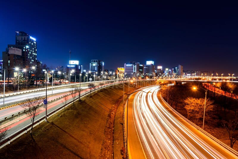 Light trails on a highway stock image. Image of light - 80330699