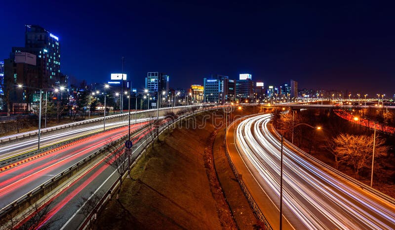 Light trails on a highway stock photo. Image of motorway - 80331340
