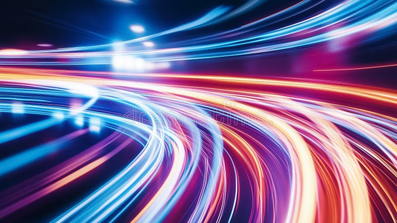 Light Trails Illustrate Rapid Data Transfer Movements Along City Roads ...