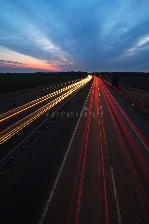 Light Trails on a Motorway at Night Stock Photo - Image of blur, drive ...