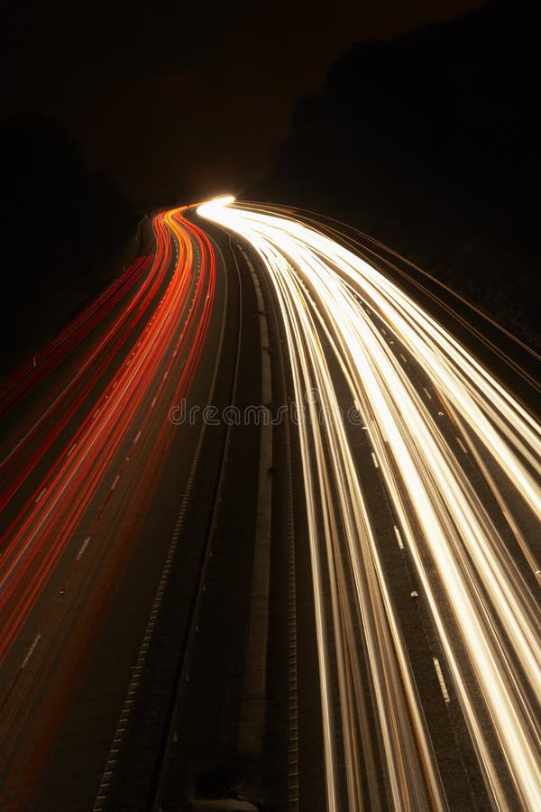Light Trails on a Motorway at Night Stock Image - Image of busy, trail ...