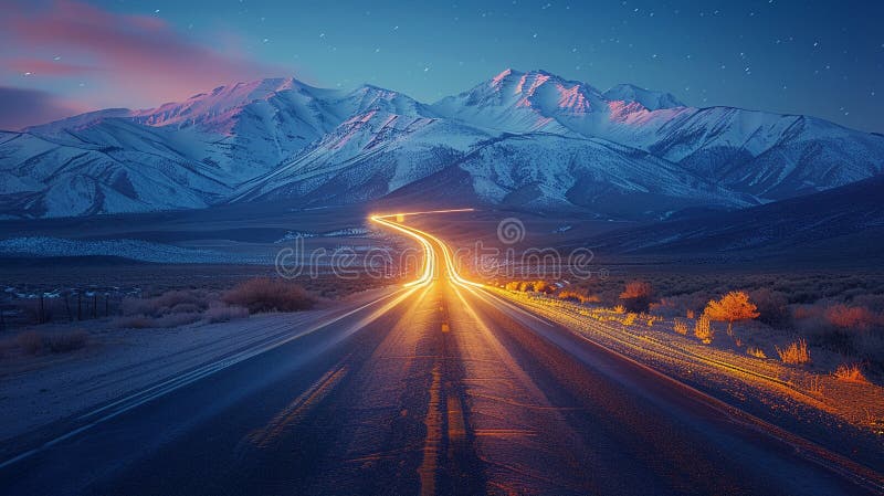 Light Trails on Mountain Road at Night Stock Photo - Image of light ...