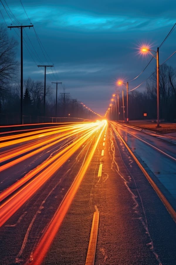 Light Trails from Moving Cars on a Highway Stock Illustration ...