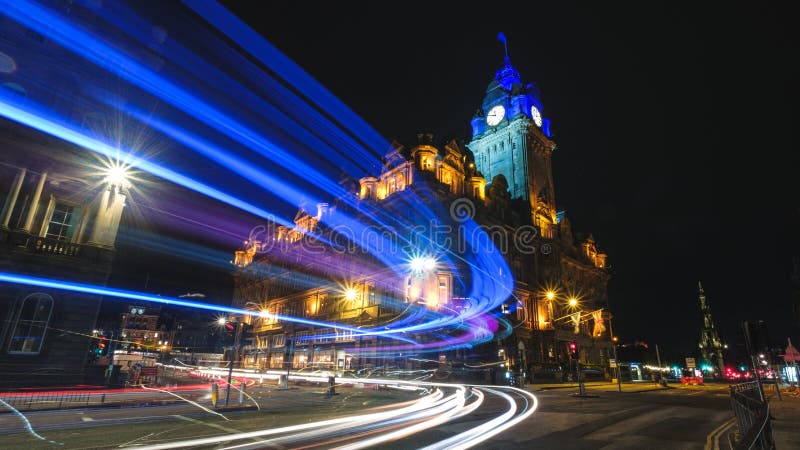 Light Trails from Traffic in Edinburgh Stock Image - Image of capital ...
