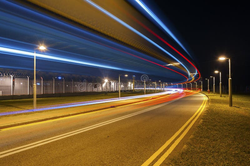 Light Trails or Head Light of Traffic at Night Stock Image - Image of ...