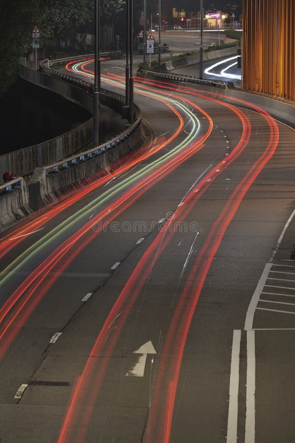 Light Trails and Head Lights of Traffic in Tunnel Stock Image - Image ...