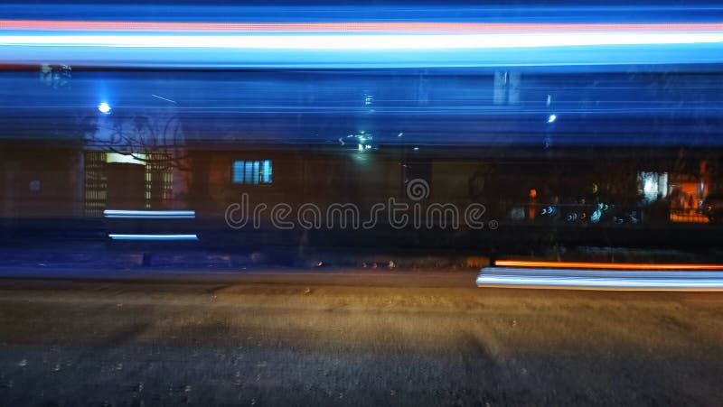 Light Trails of Traffic Shot with Slow Shutter Speed Stock Photo ...