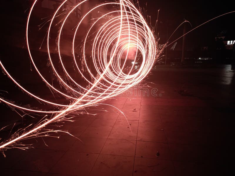 Light Trails Using a Fireworks Stock Image - Image of night, darkness ...