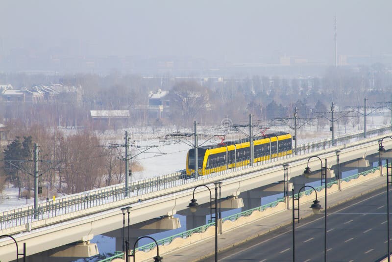 Light Transportation Train in the City Stock Image - Image of china ...