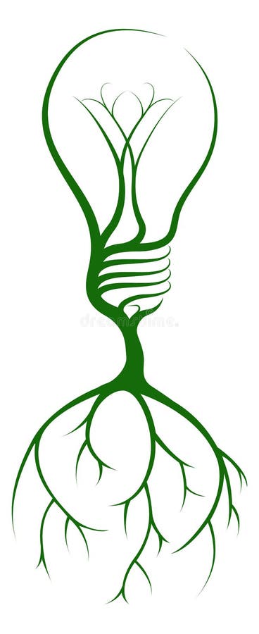 Tree with light bulb roots stock vector. Illustration of bulb - 58932717