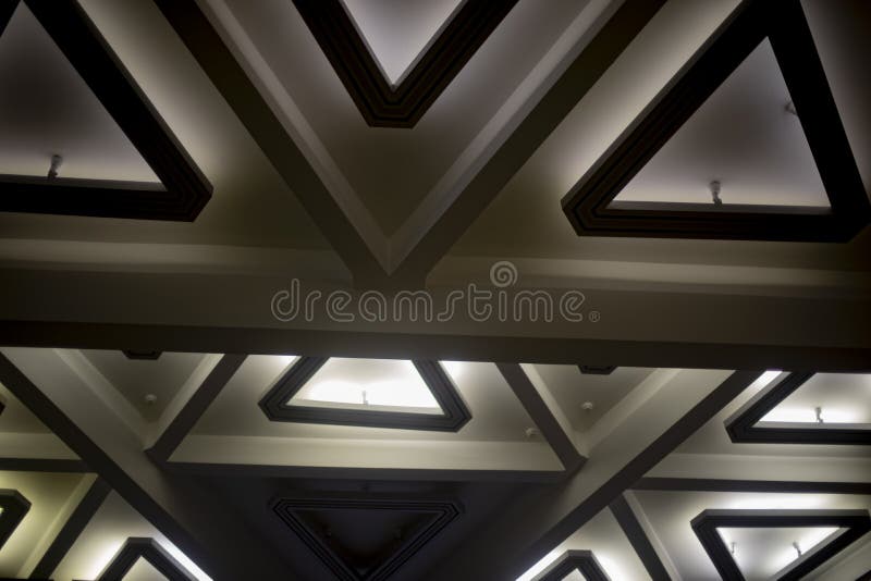Light Triangle. Lamp on Ceiling. Light Design Stock Photo - Image of ...