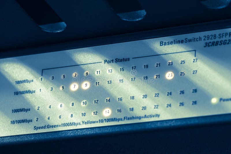 Light Turn on Server Internet Connected with LAN Cables Stock Photo ...