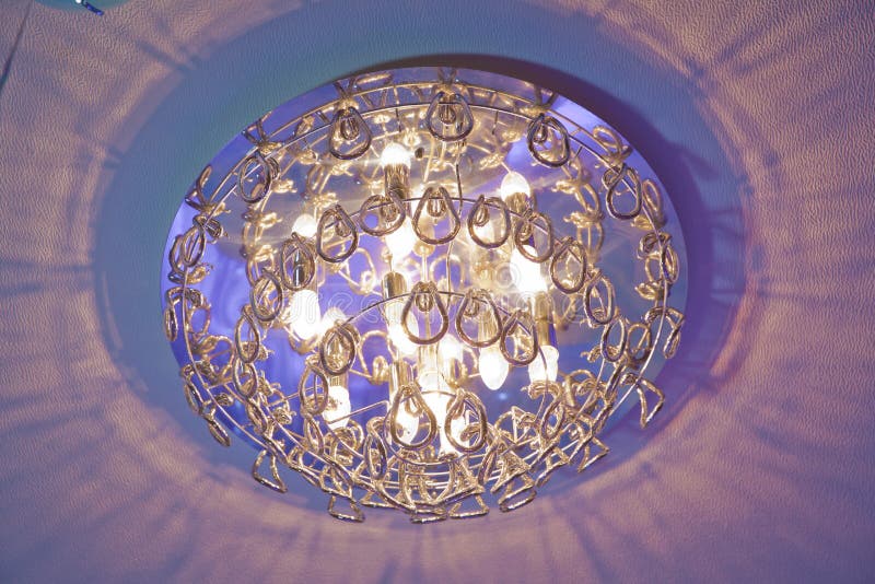 Layered Ceiling with Embedded Lights and Stretched Ceiling Inlay Stock ...